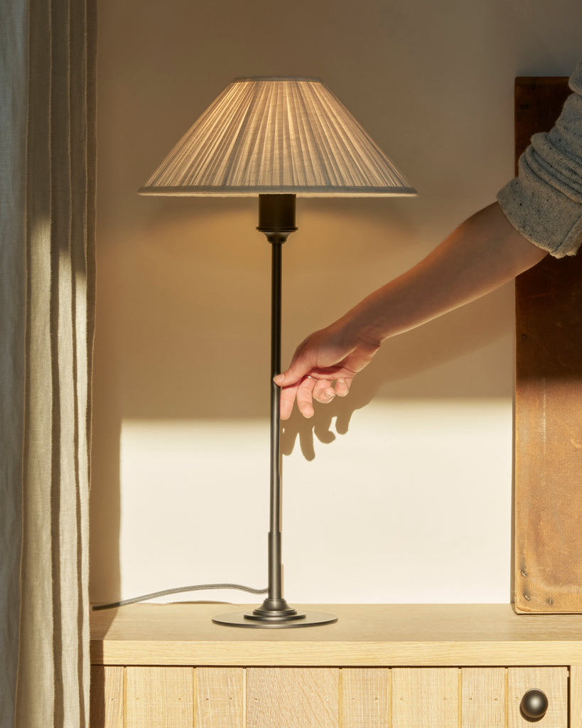 Cotswold Medium Table Lamp Pleated Alabaster White Bronze Black | Lighting