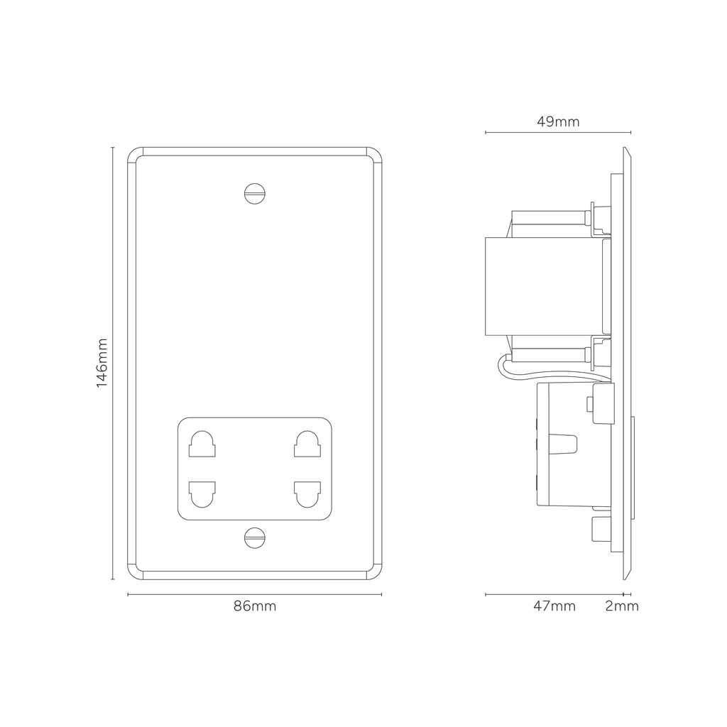 Double Shaver Socket Clear Black | Sockets & Modules